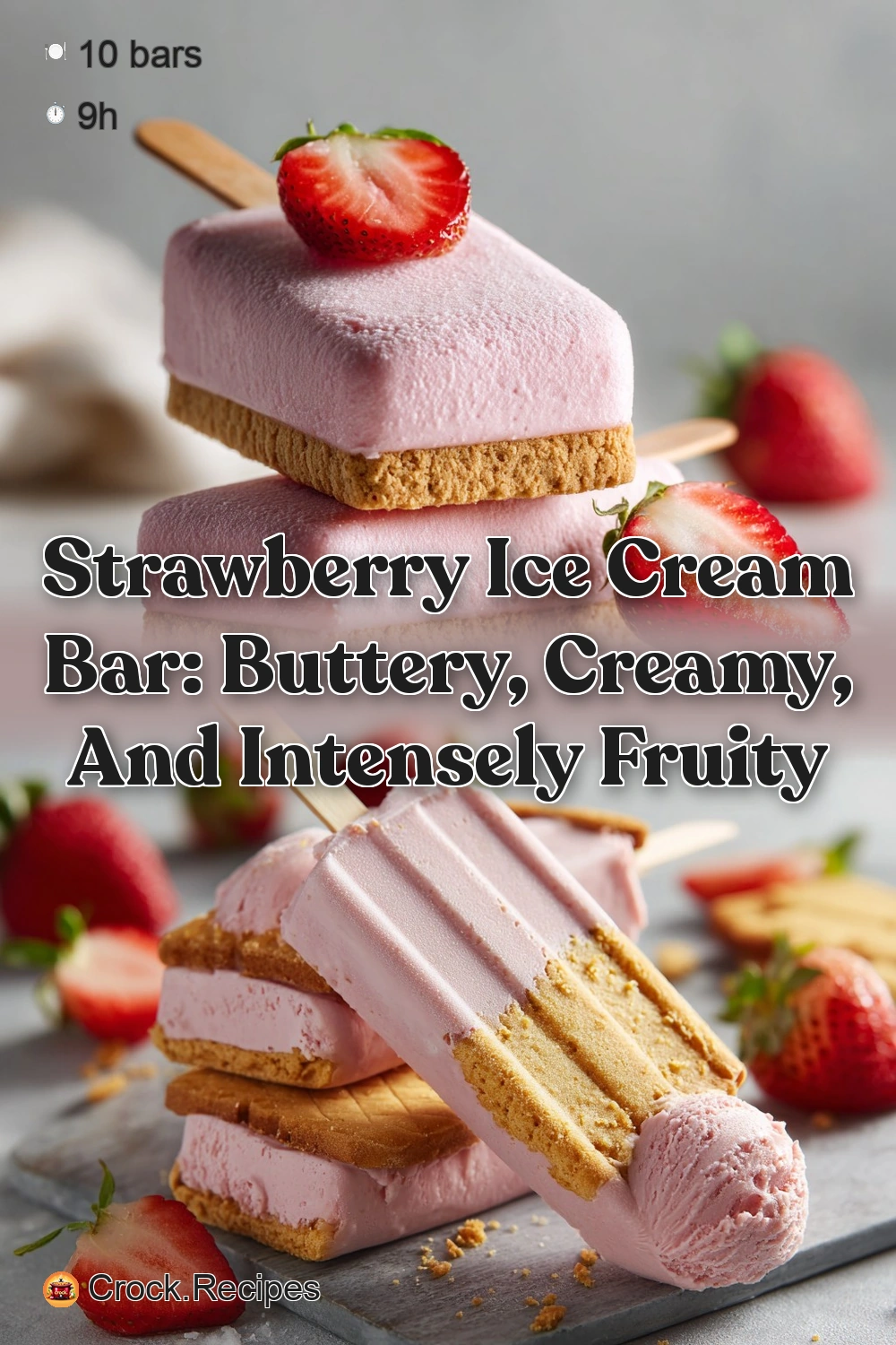 Strawberry Ice Cream Bar Recipe: Buttery Shortbread Creamy
