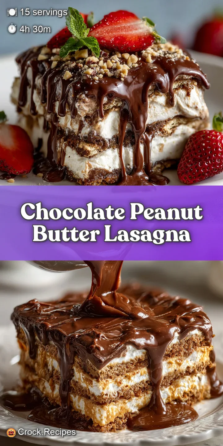 Chocolate Peanut Butter Lasagna No-Bake Creamy Dessert